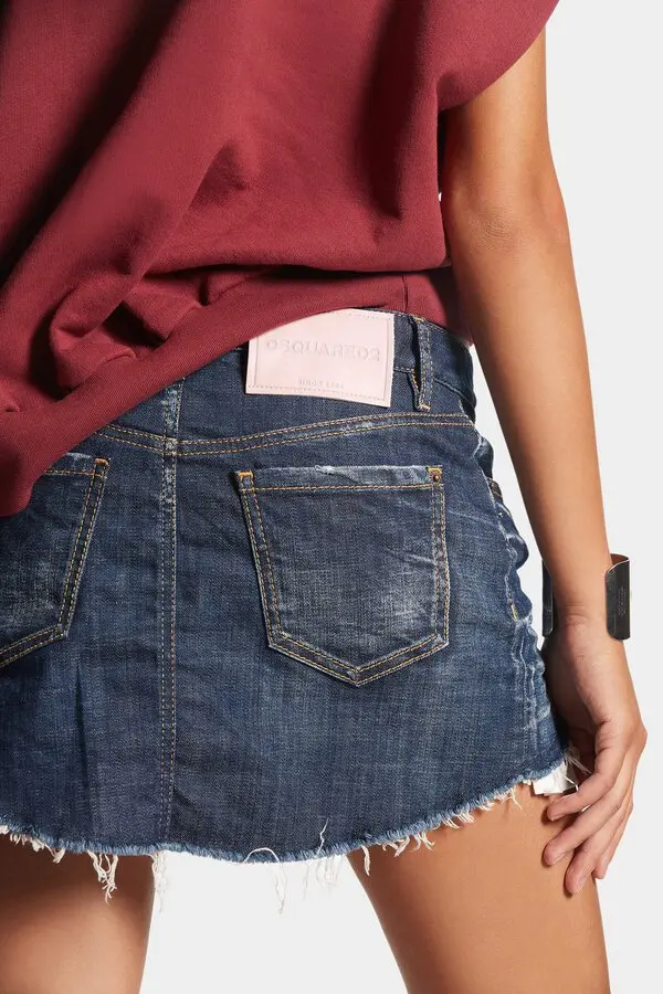 Dsquared2 Frayed Hem Mini Denim Skirt