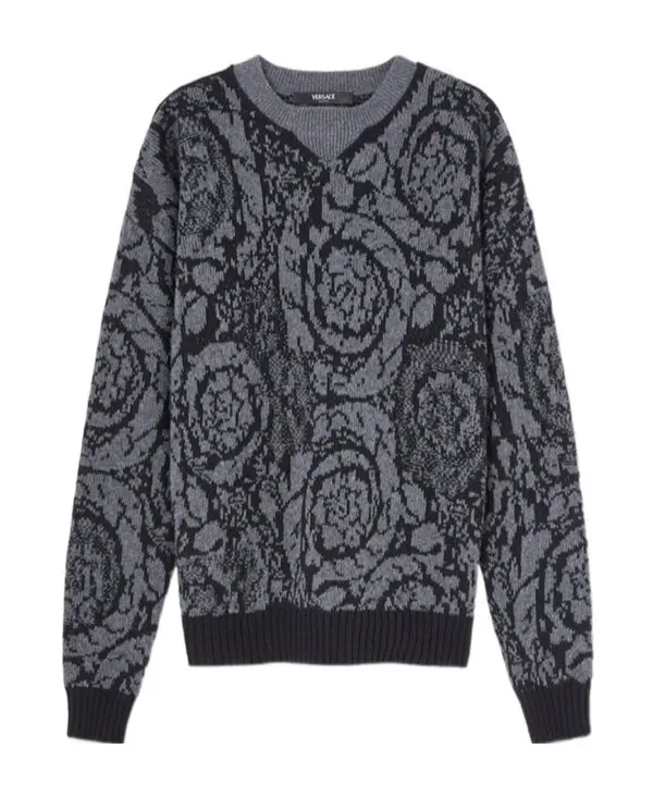 Versace Barocco-intarsia Crewneck Jumper