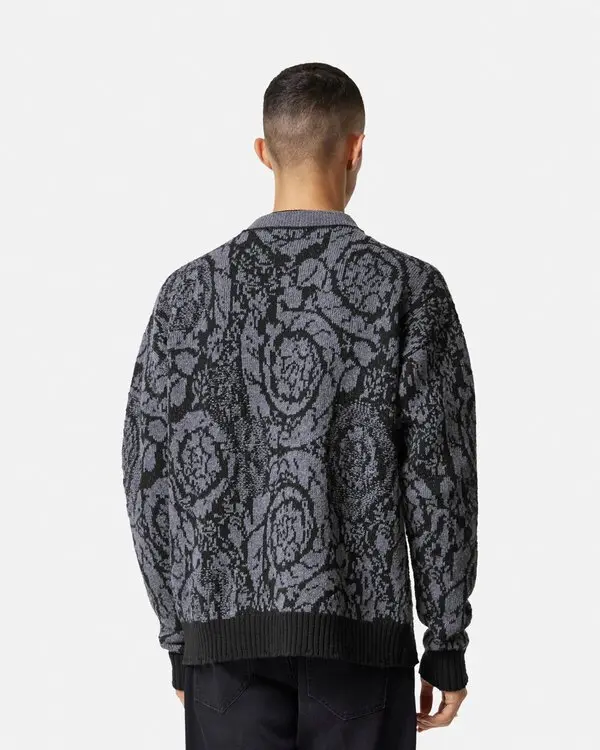 Versace Barocco-intarsia Crewneck Jumper