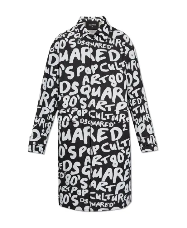 Dsquared2 Allover Logo Printed Mid-length Coat