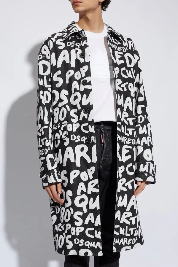 Dsquared2 Allover Logo Printed Mid-length Coat