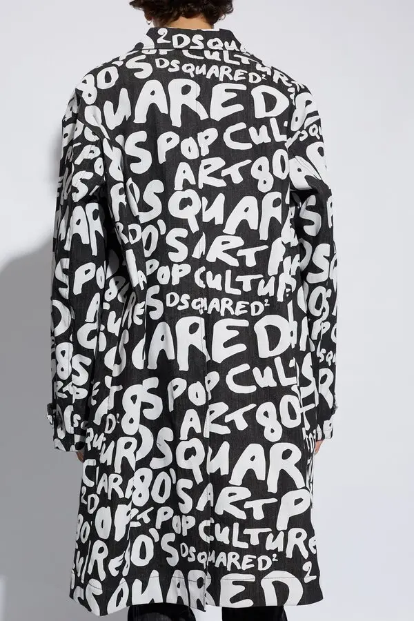 Dsquared2 Allover Logo Printed Mid-length Coat