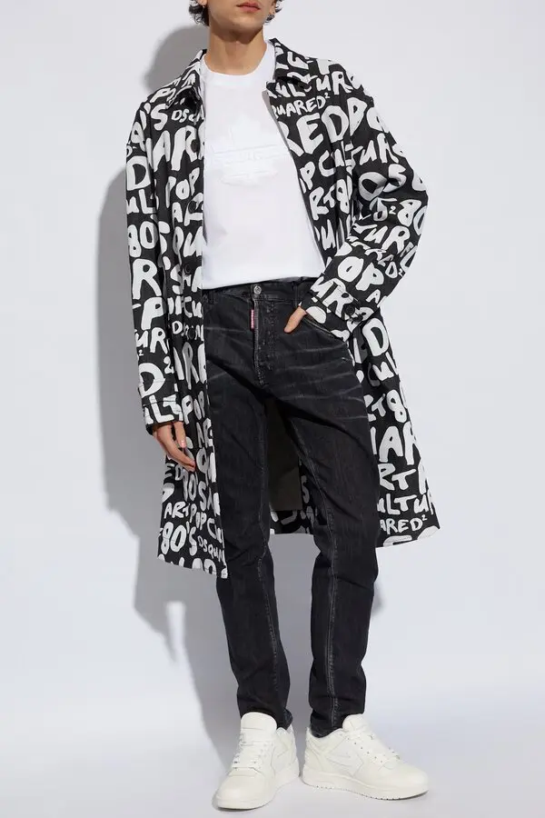 Dsquared2 Allover Logo Printed Mid-length Coat