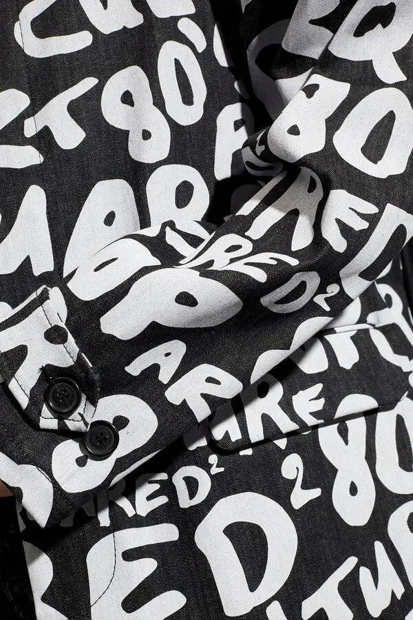Dsquared2 Allover Logo Printed Mid-length Coat