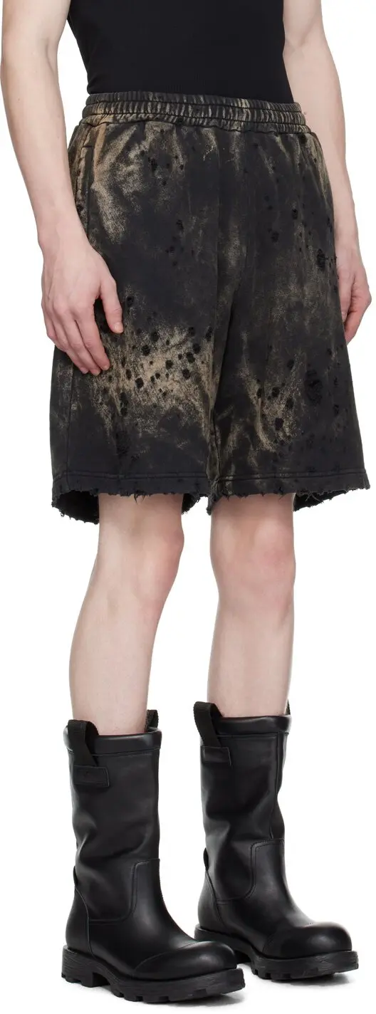 DIESEL® P-crown-n2 Marbled Effect Distressed Shorts