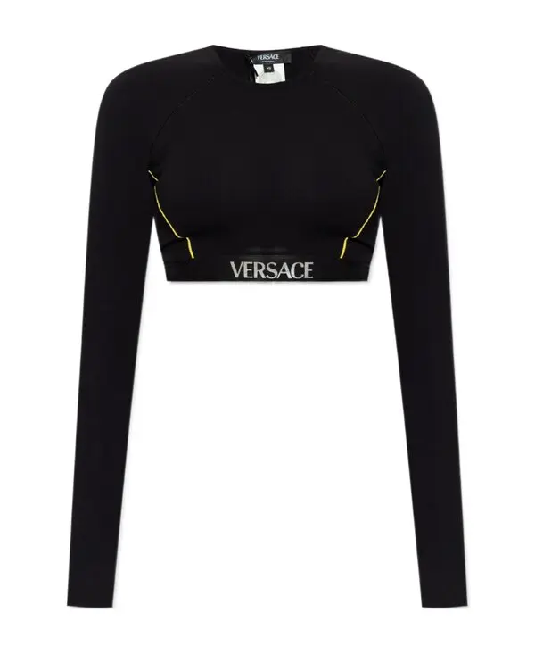 Versace Long-sleeved Cropped Top - Black