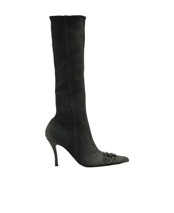 DIESEL® D-venus 80mm Denim Knee-high Boots - Black