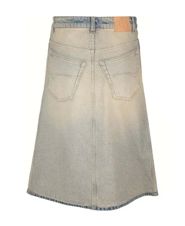 Balenciaga Vintage Effect Denim Midi Skirt