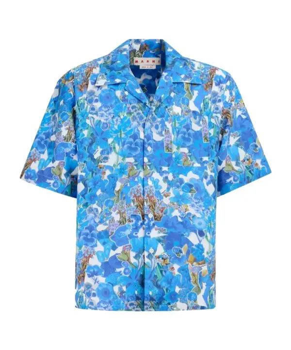 Marni Floral Printed Short-sleeved Shirt - Blue