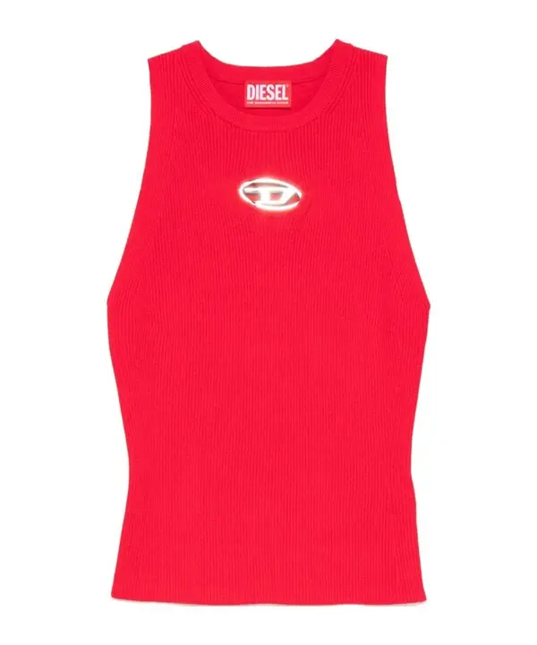 DIESEL® M-caddix Logo Plaque Ribbed-knit Top