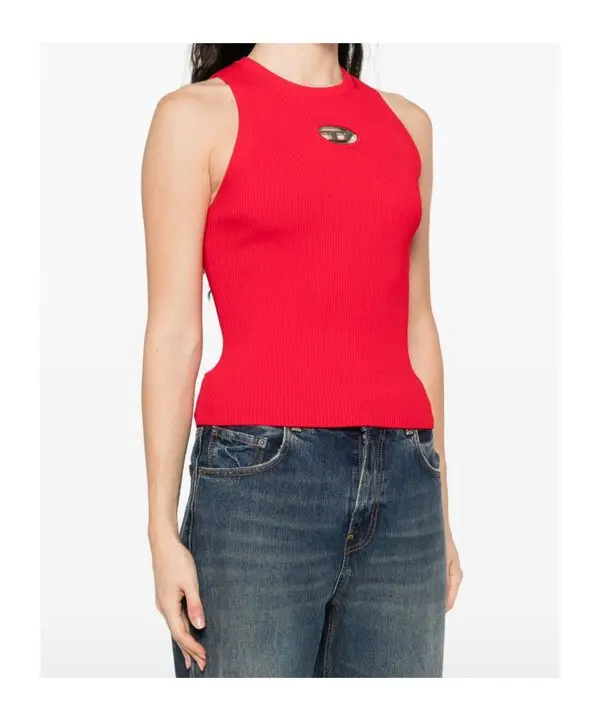 DIESEL® M-caddix Logo Plaque Ribbed-knit Top