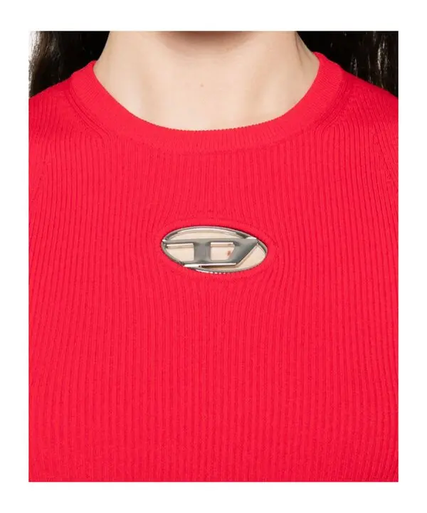 DIESEL® M-caddix Logo Plaque Ribbed-knit Top