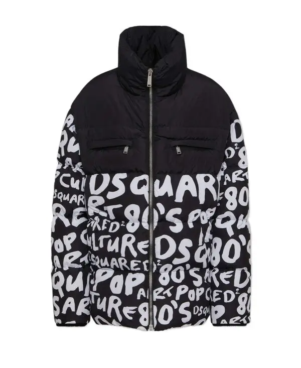 Dsquared2 All-over Logo Printed Zipped Down Jacket