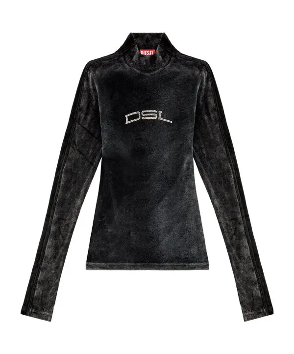 DIESEL® T-slim-n1 Logo-embellished Top - Black