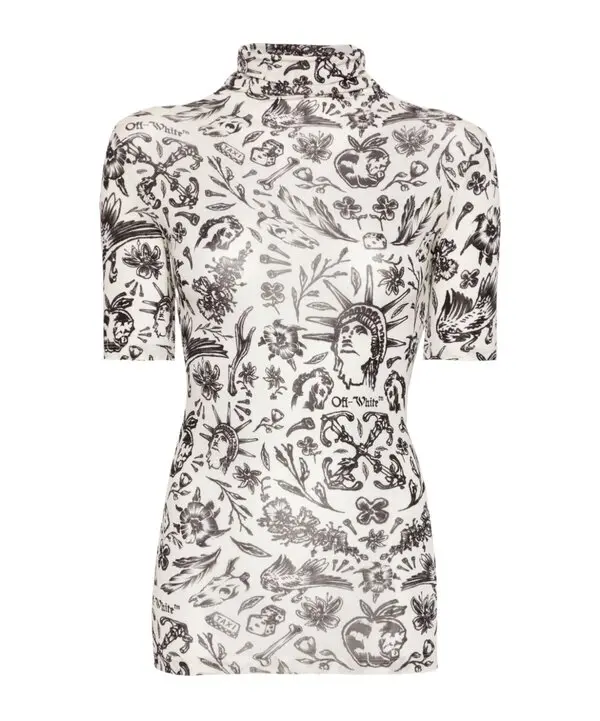 Off-White All-over Printed High Neck Top