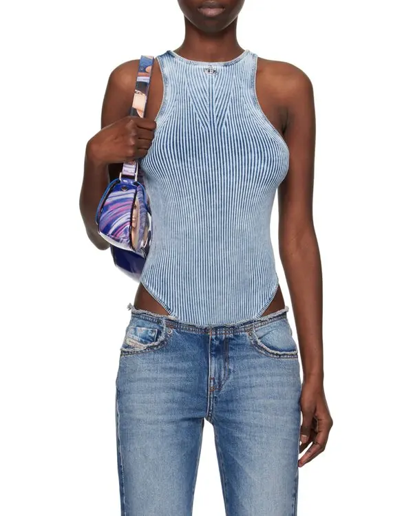 DIESEL® M-tansy Sleeveless Crewneck Denim Bodysuit