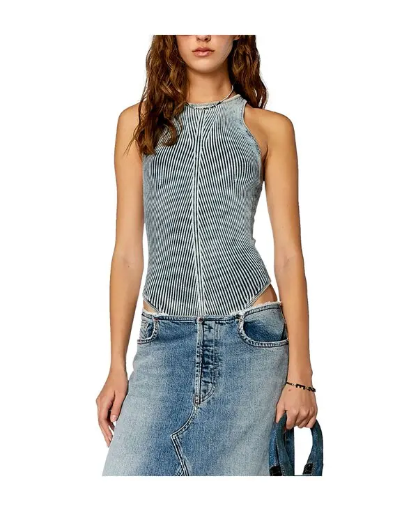 DIESEL® M-tansy Sleeveless Crewneck Denim Bodysuit