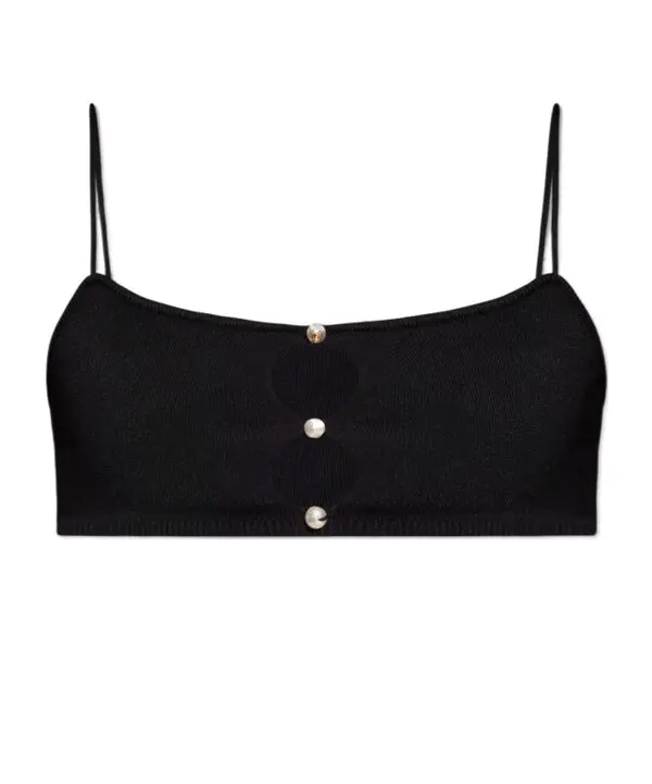 Dsquared2 Fine-knit Cut-out Square Neck Cropped Top