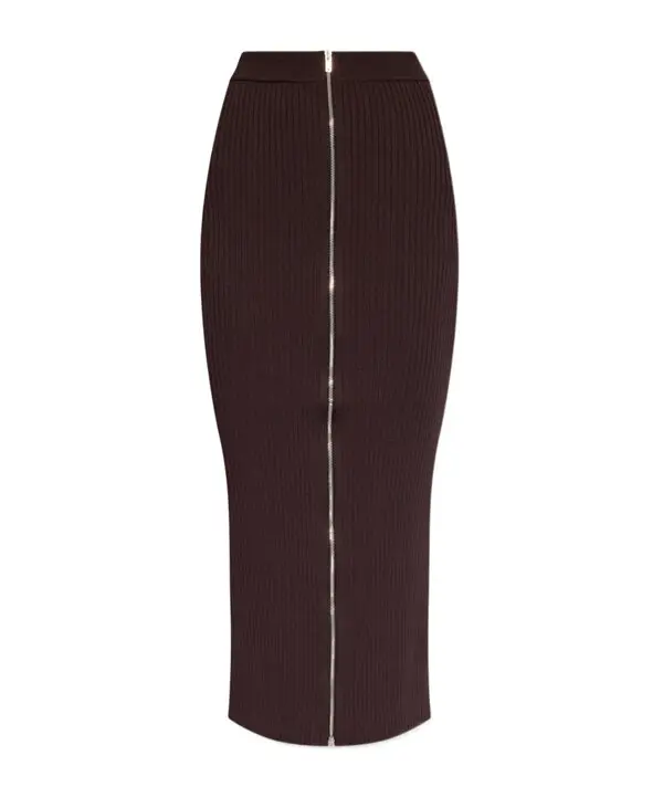 Nanushka Meika Ribbed Midi Skirt - Black