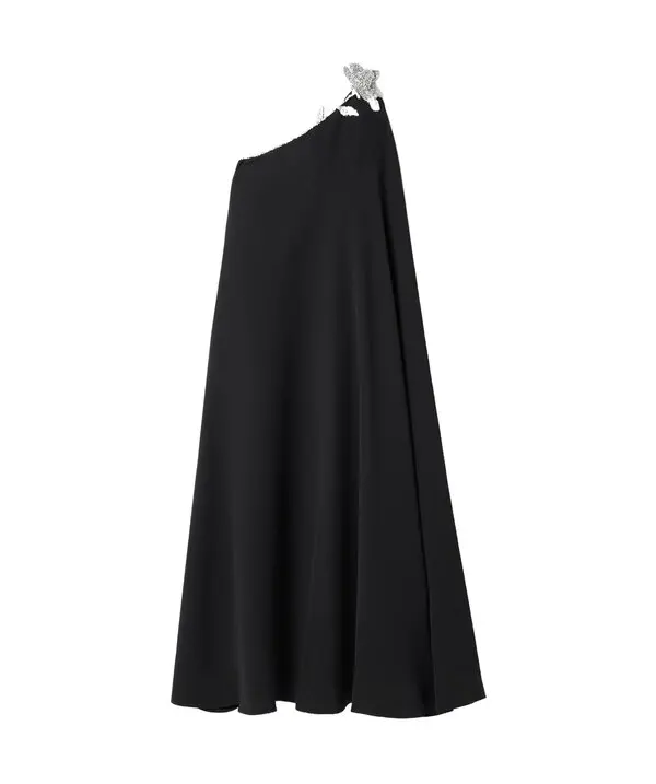 Valentino Garavani One-shoulder Silk Dress - Black