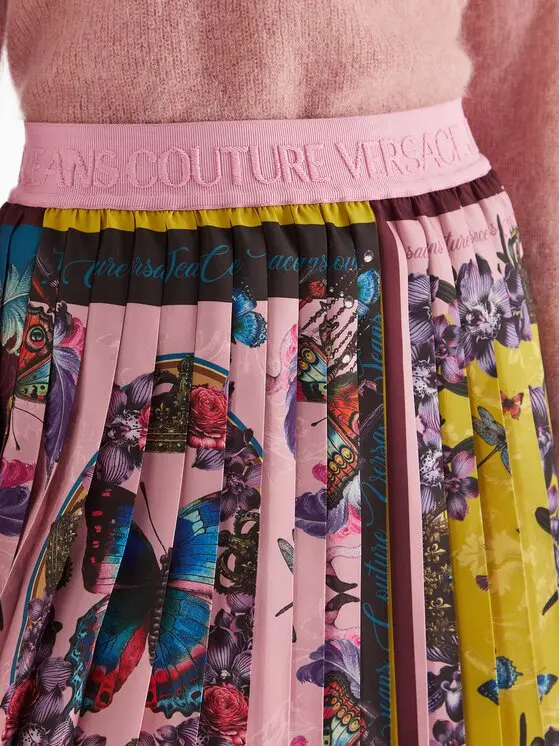 Versace Pleated Graphic Skirt