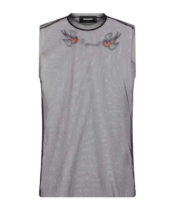 Dsquared2 Layered Sleeveless Mesh Top - Gray