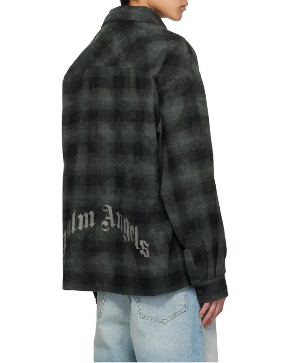 Palm Angels Curved Logo Checked Shirt