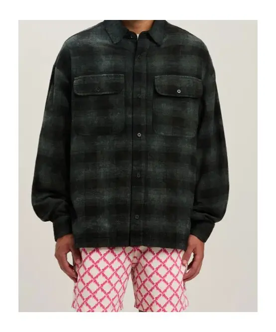 Palm Angels Curved Logo Checked Shirt