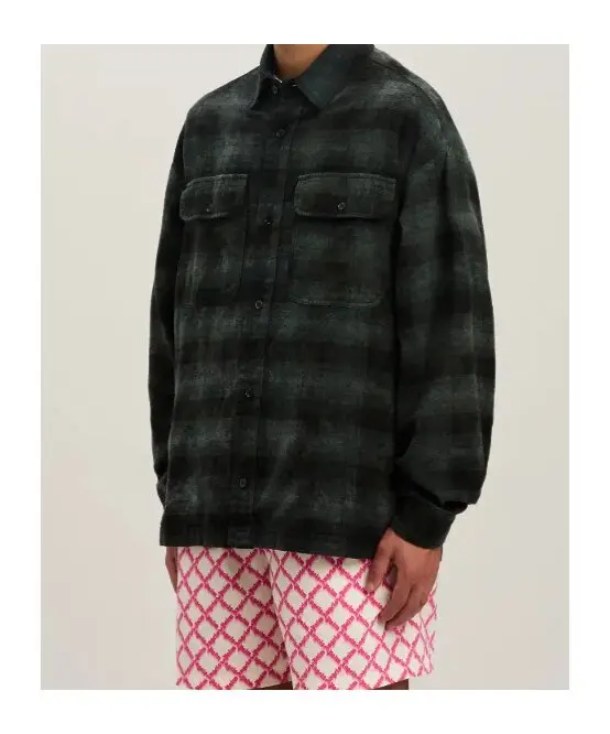 Palm Angels Curved Logo Checked Shirt