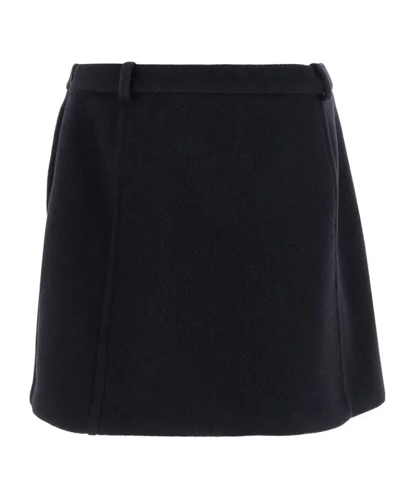 JIL SANDER Belted Wool Mini Skirt
