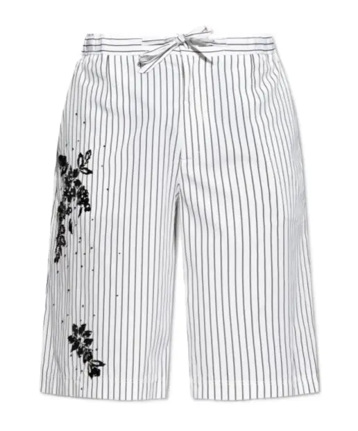 Dolce & Gabbana Dolce Gabbana Floral-detail Striped Drawstring Shorts