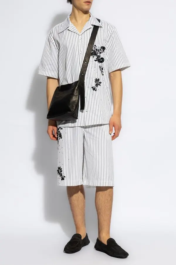 Dolce & Gabbana Dolce Gabbana Floral-detail Striped Drawstring Shorts