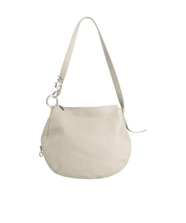 Burberry Leather Shoulder Bag With Lychee Pattern - Gray