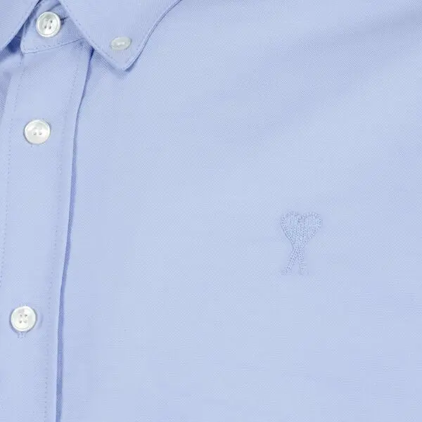 AMI Paris De Coeur Logo Embroidered Long-sleeved Shirt