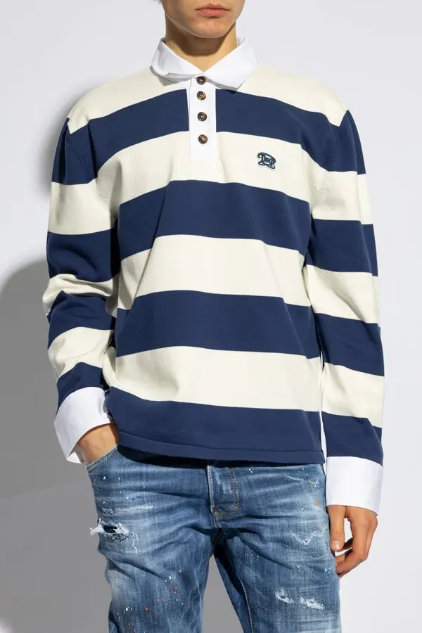 Dsquared2 Long-sleeved Striped Polo Shirt