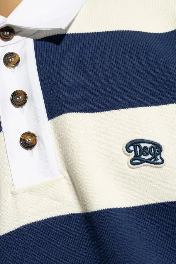 Dsquared2 Long-sleeved Striped Polo Shirt