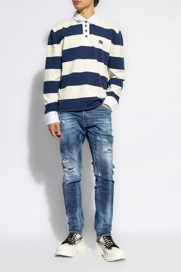 Dsquared2 Long-sleeved Striped Polo Shirt