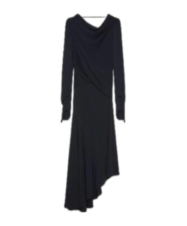 Givenchy Asymmetric Draped Midi Dress - Black