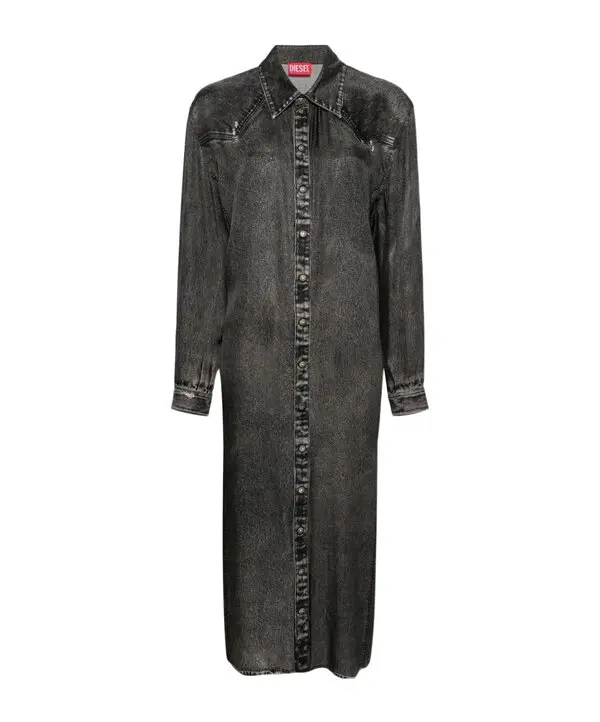 DIESEL® Denim-print Twill Shirtdress - Black