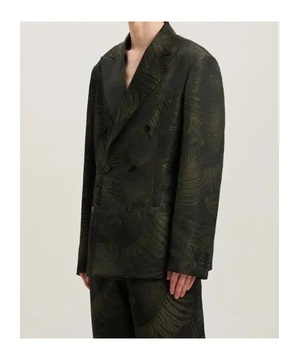 Palm Angels Double-breasted Palms Jacquard Blazer