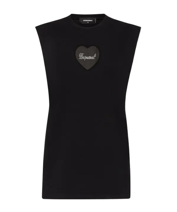 Dsquared2 Rhinestone-logo Cotton Top - Black