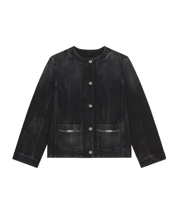Givenchy Chains Detailed Denim Jacket - Black