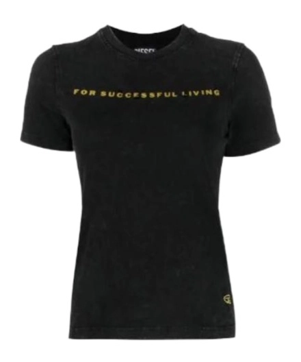 DIESEL® Distressed-finish Slogan-print T-shirt - Black
