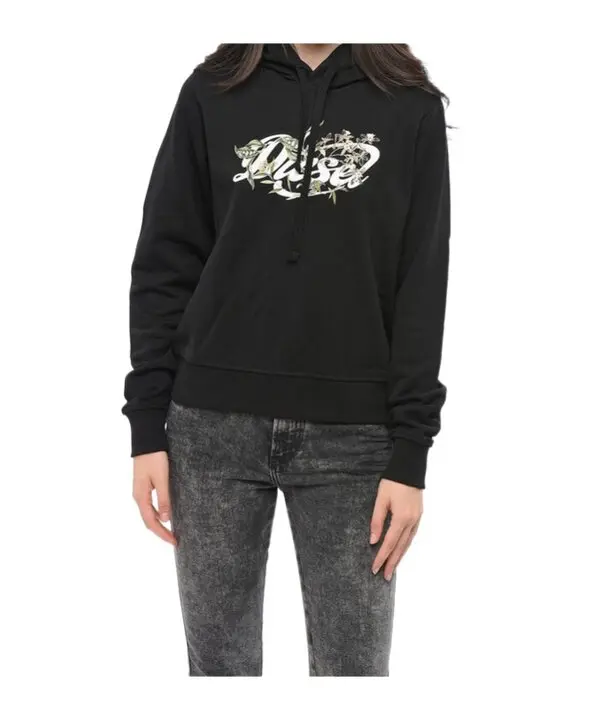DIESEL® Logo-print Drawstring Hoodie - Black