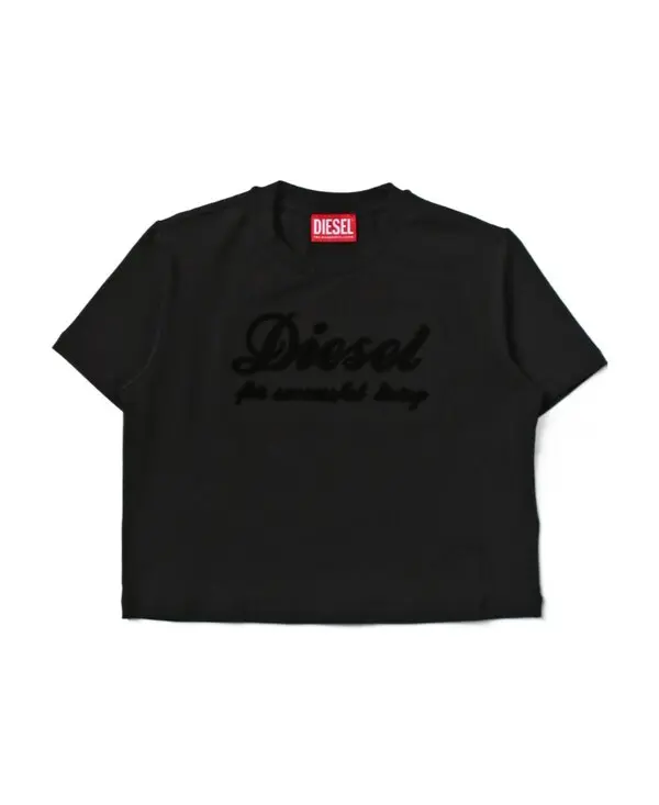 DIESEL® Debossed-logo Detail T-shirt - Black