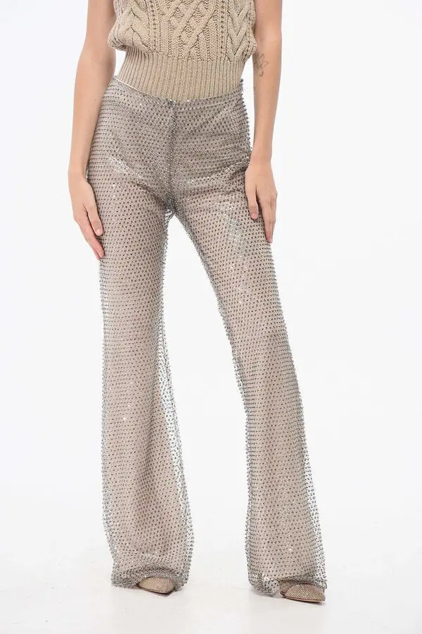 SEMICOUTURE Mid-rise Sequin Flared Trousers