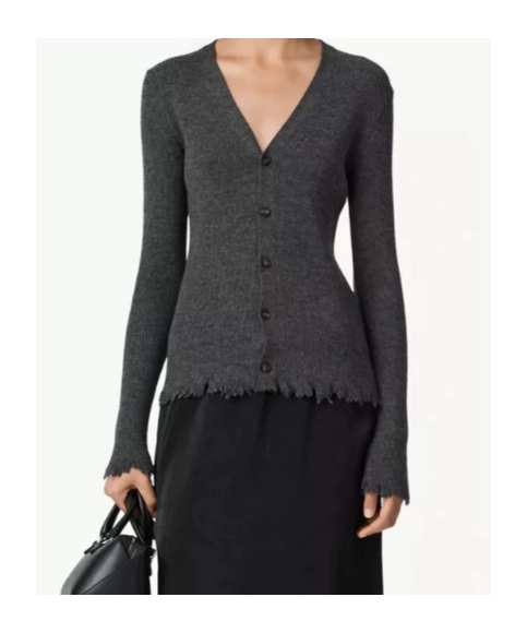 MAISON MARGIELA Distressed-edge Ribbed Cardigan