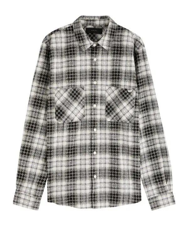 Amiri Cotton Checked Shirt - Gray