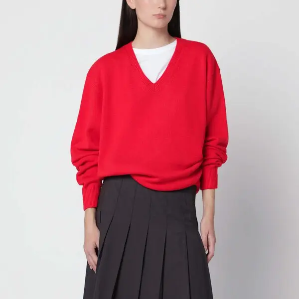 DUNST V-neck Sweater - Red