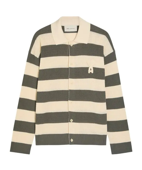 AMI Paris Striped Cotton Shirt - Nude